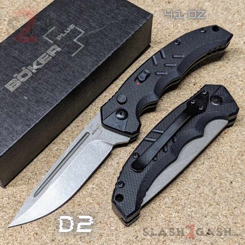 Boker Plus Intention II Automatic Knife Black G10 - Stone Wash – Slash2Gash