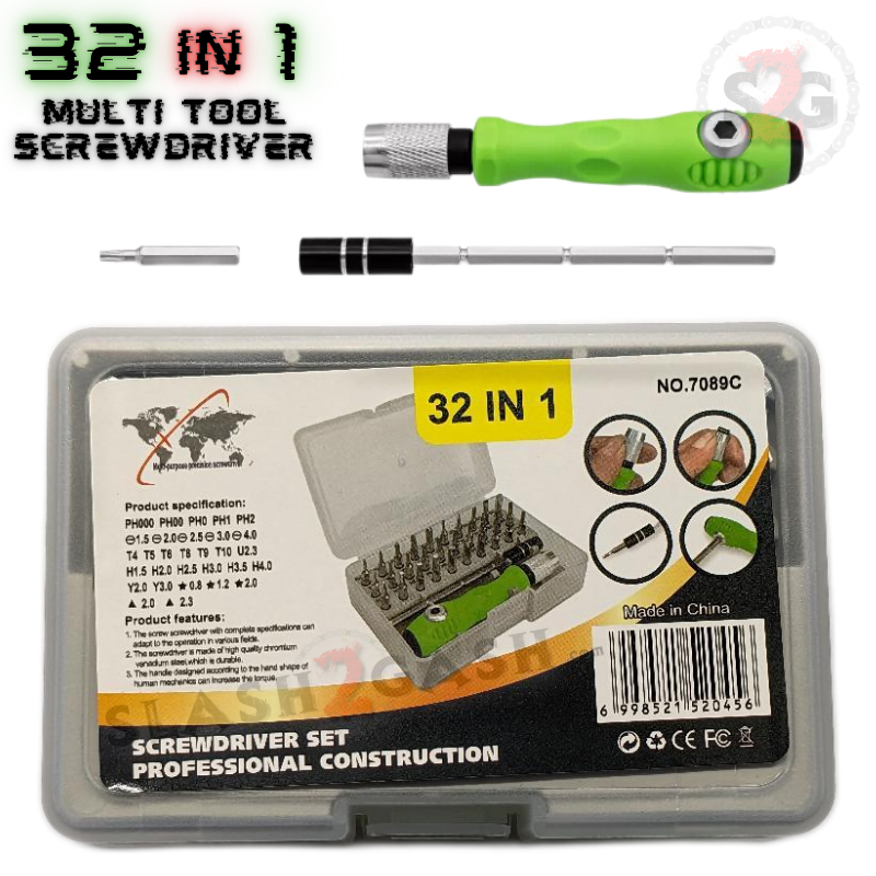 32 in 1 Screwdriver Multi-Tool w/ Swivel Top - Knife Disassembly Tool ...