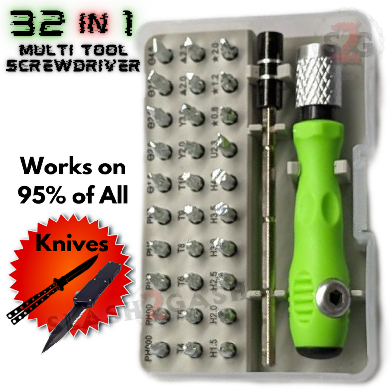 32 in 1 Screwdriver Multi-Tool w/ Swivel Top - Knife Disassembly Tool ...