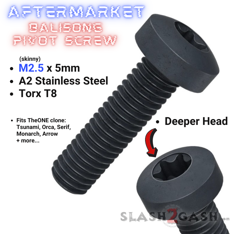 Balisong Pivot Screw (A2) Stainless Steel w/ DEEPER HEAD - M2.5 x 5mm ...