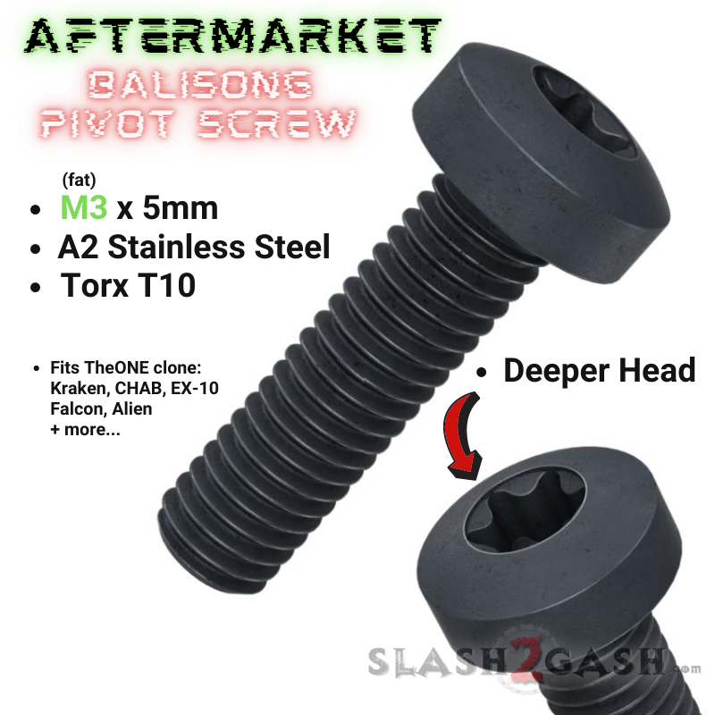Balisong Pivot Screw (A2) Stainless Steel w/ DEEPER HEAD - M3 x 5mm T1 ...