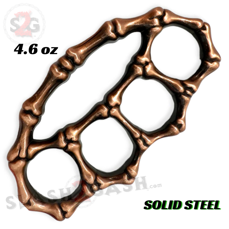 Bones Brass Knuckles Paperweight Solid Steel Knuckle Duster Copper