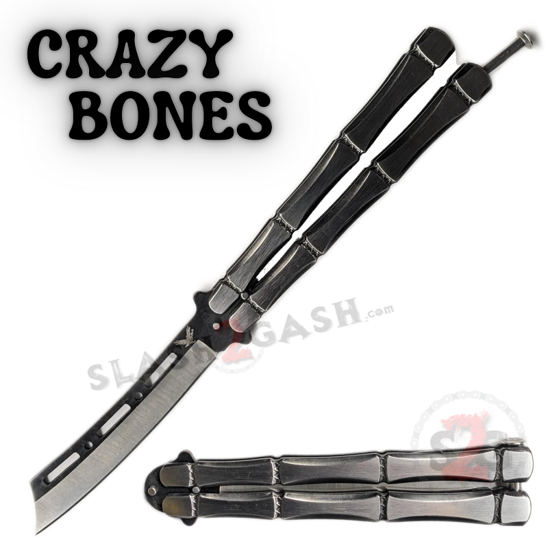 Crazy Bones Butterfly Knife Balisong w/ Spring Latch Rivet - Asst. Col ...