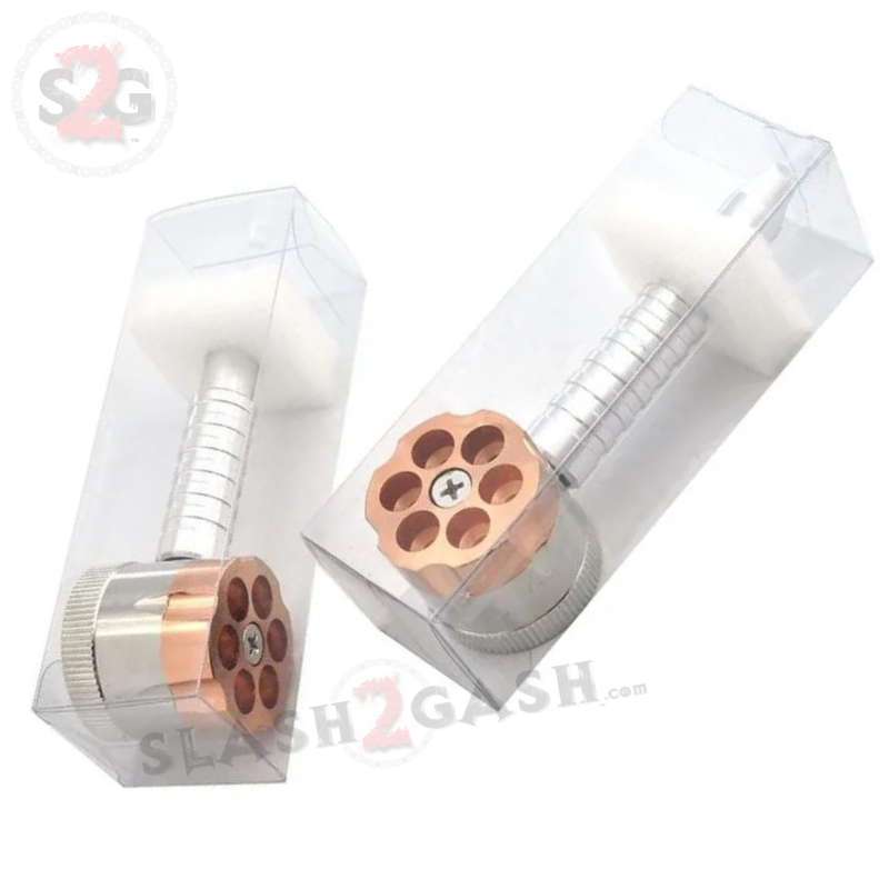 Six Shooter Rotating Revolver Smoking Bullet Metal Pipe w/ Grinder - V ...