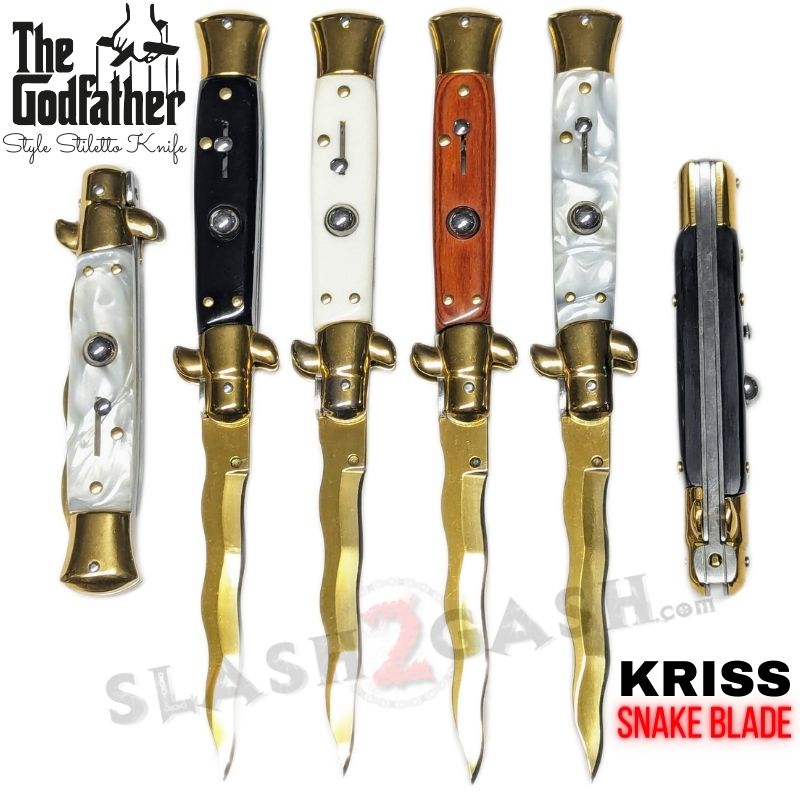 Italian Stiletto Automatic Knife KRISS Switchblade - Snake Blade Wavy ...