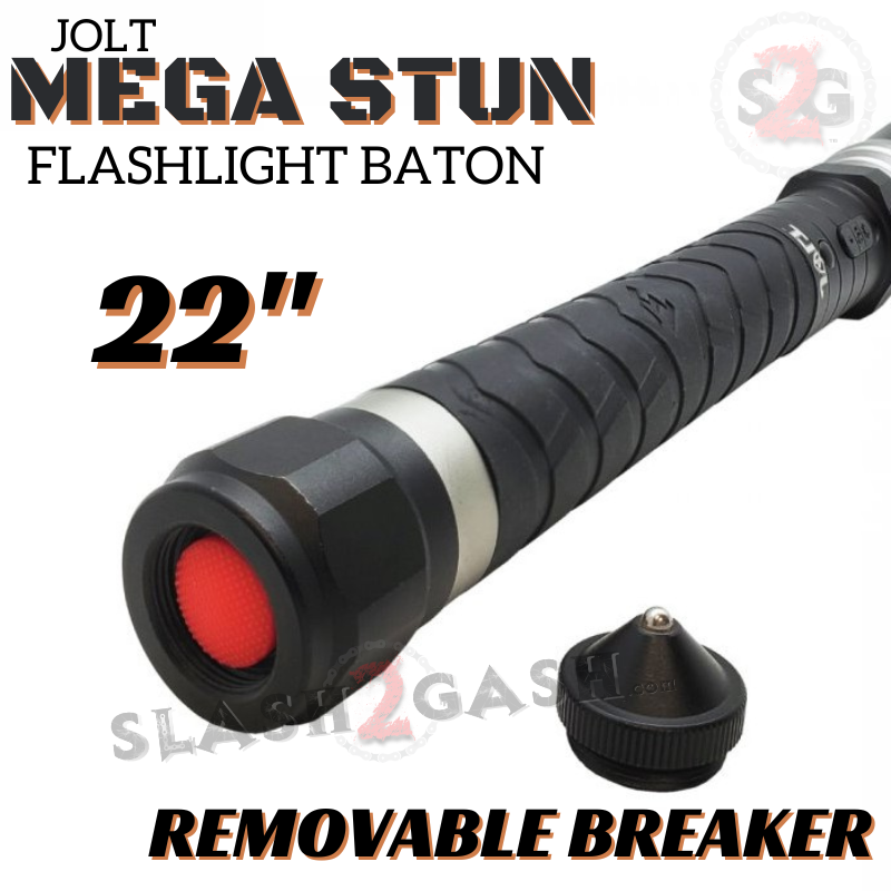 STUN BATON 100M Volts w/ LED Flashlight Stun Gun - Jolt MEGA Stun 22 ...