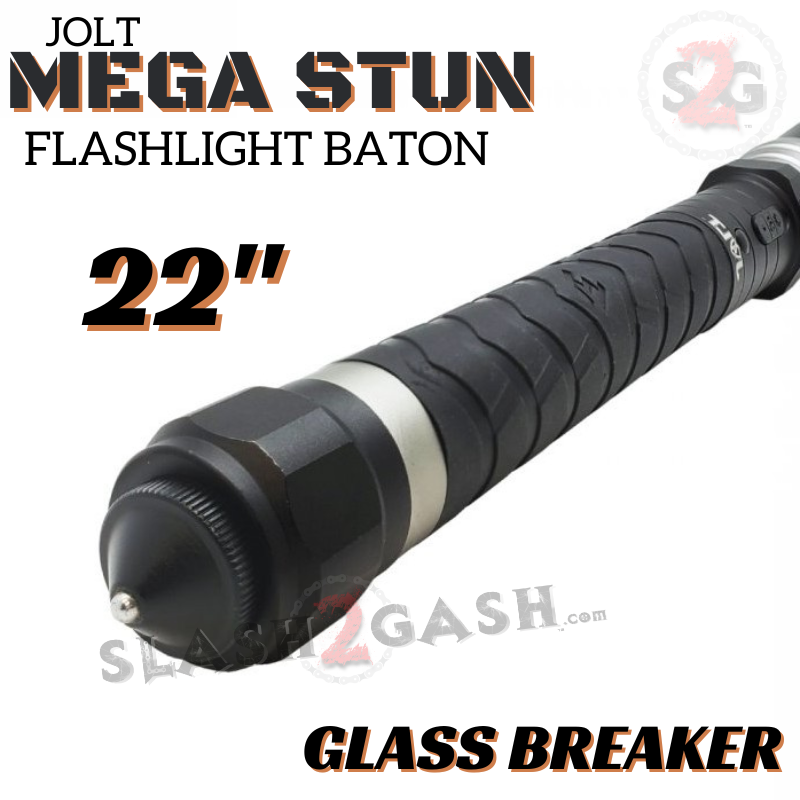 STUN BATON 100M Volts w/ LED Flashlight Stun Gun - Jolt MEGA Stun 22 ...