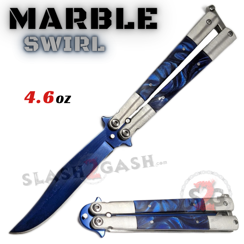 Marble Butterfly Knife Pearl Swirl Colorful Blade Balisong - Asst Colo ...