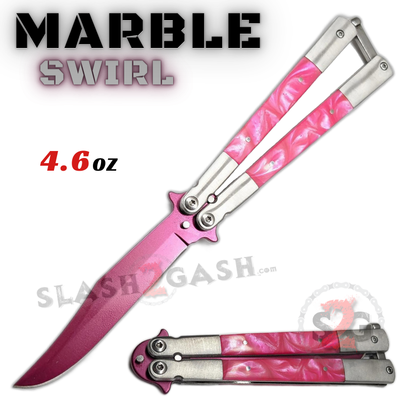 Marble Butterfly Knife Pearl Swirl Colorful Blade Balisong - Asst Colo ...