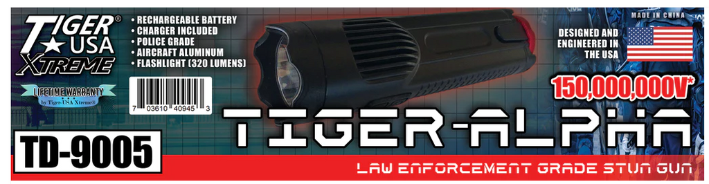 STUN GUN 150M Volts w/ LED Flashlight Tiger USA Police Grade - Tiger A ...