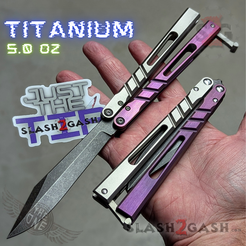 TheONE CHAB Balisong Clone TITANIUM Butterfly Knife D2 w/ Zen Pins - V ...