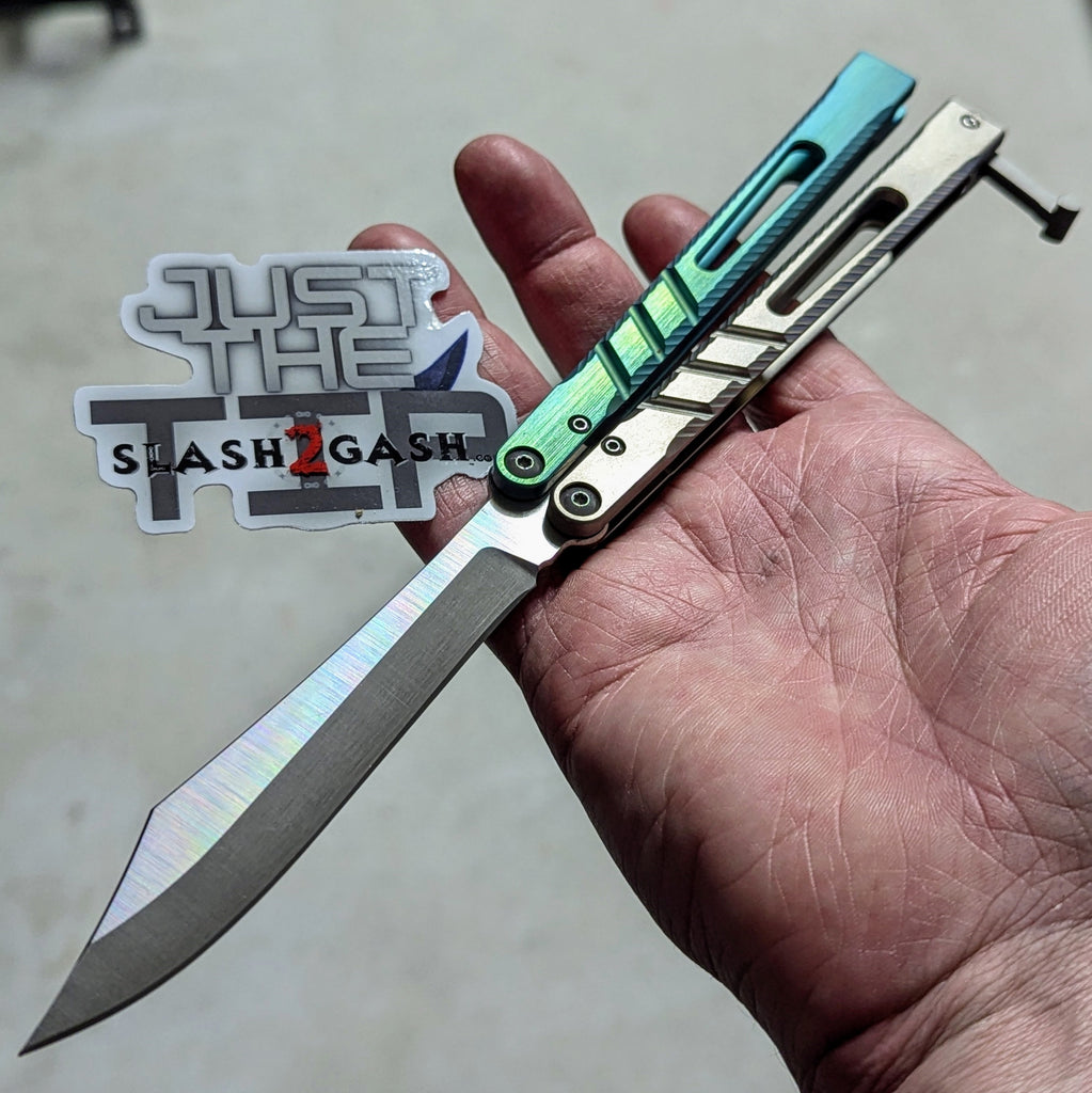 TheONE CHAB v2 Balisong Clone TITANIUM Butterfly Knife - Textured V2 ...