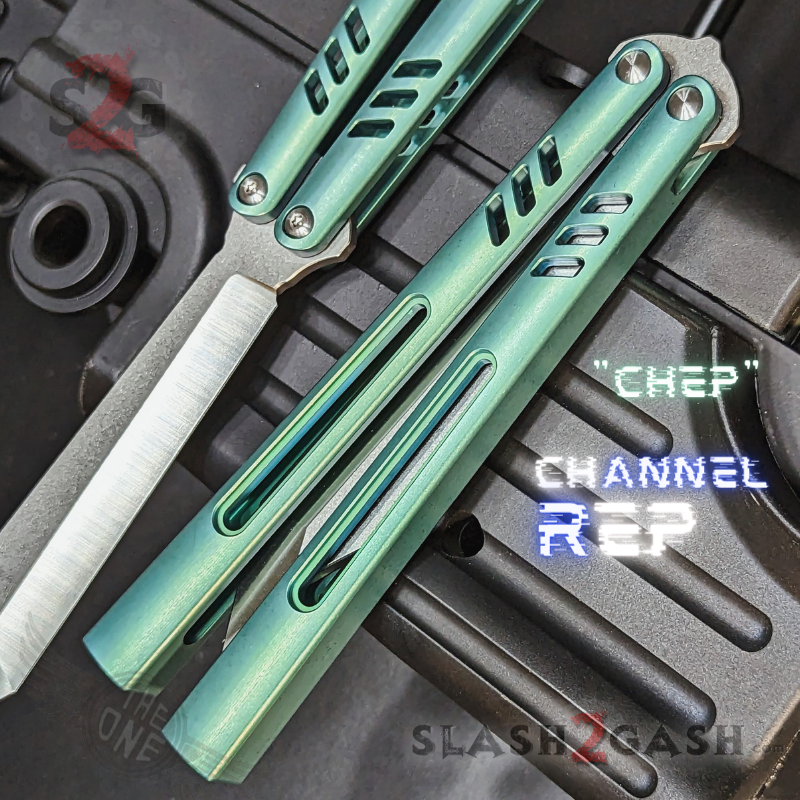 TheONE Channel REP Butterfly Knife TITANIUM Balisong (clone) - Pinless ...