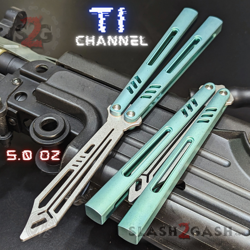 TheONE Channel REP Butterfly Knife TITANIUM Balisong (clone) - Pinless ...