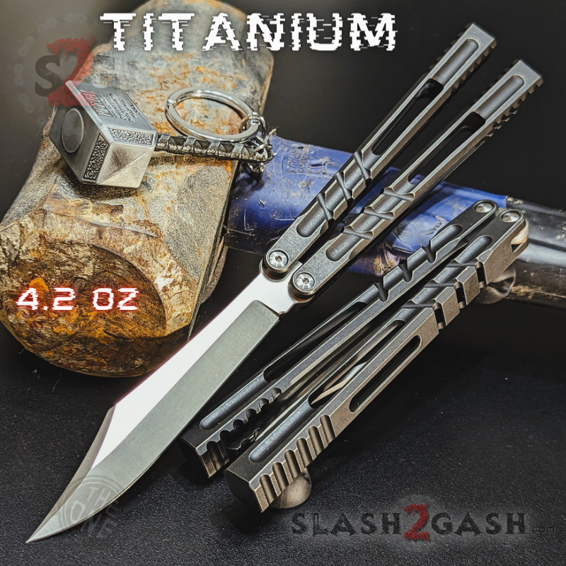 TheONE Channel Butterfly Knife TITANIUM Balisong (clone) - Hammer CHAB ...