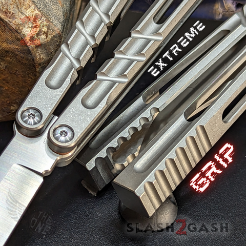 TheONE Channel Butterfly Knife TITANIUM Balisong (clone) - Hammer CHAB ...
