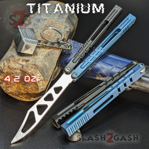 TheONE Channel Butterfly Knife TITANIUM Balisong (clone) - Hammer CHAB ...
