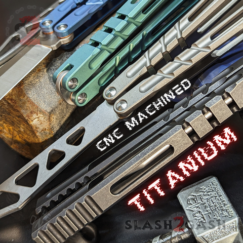 TheONE Channel Butterfly Knife TITANIUM Balisong (clone) - Hammer CHAB ...