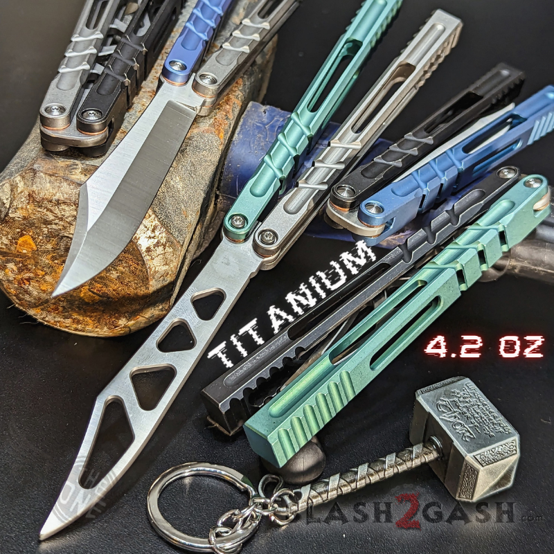 TheONE Channel Butterfly Knife TITANIUM Balisong (clone) - Hammer CHAB ...