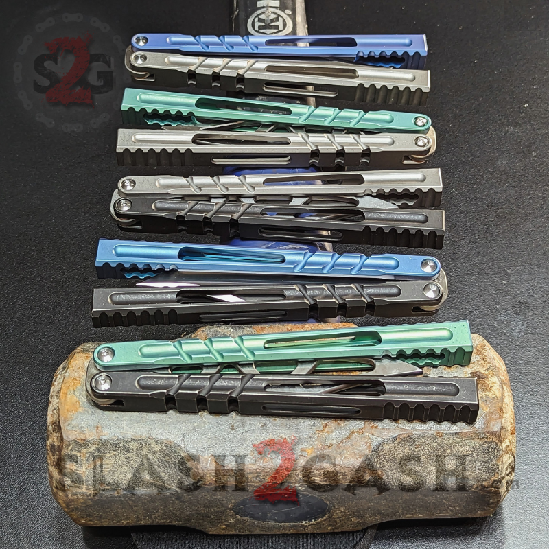 TheONE Channel Butterfly Knife TITANIUM Balisong (clone) - Hammer CHAB ...
