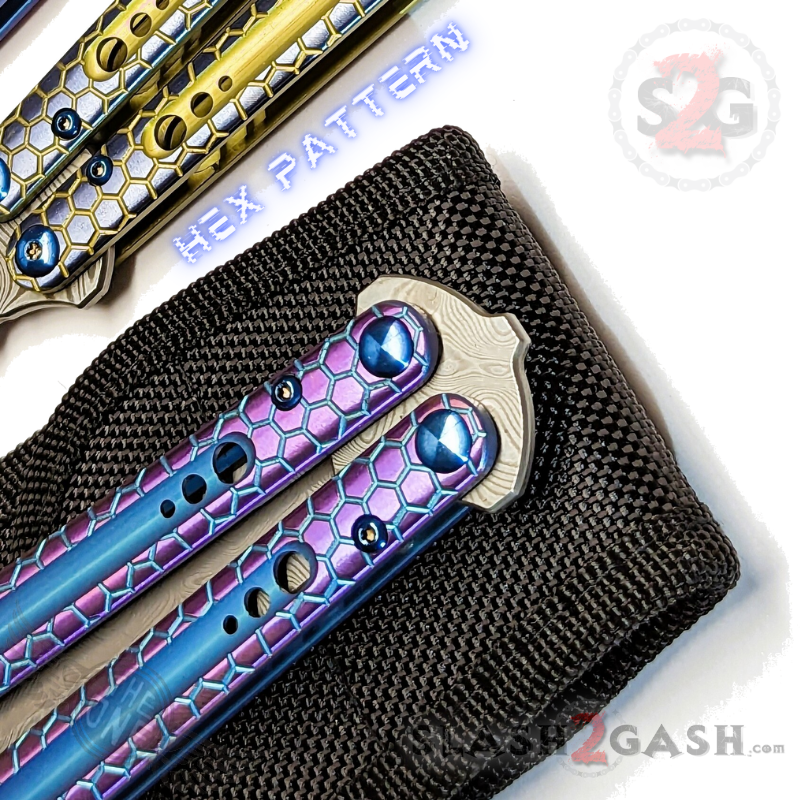 TheONE Python Clone Butterfly Knife TITANIUM Balisong - Damascus ...