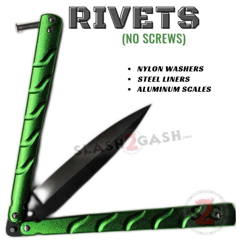 Twisted Spear Dagger Butterfly Knife Balisong w/ Rivets - Green ...