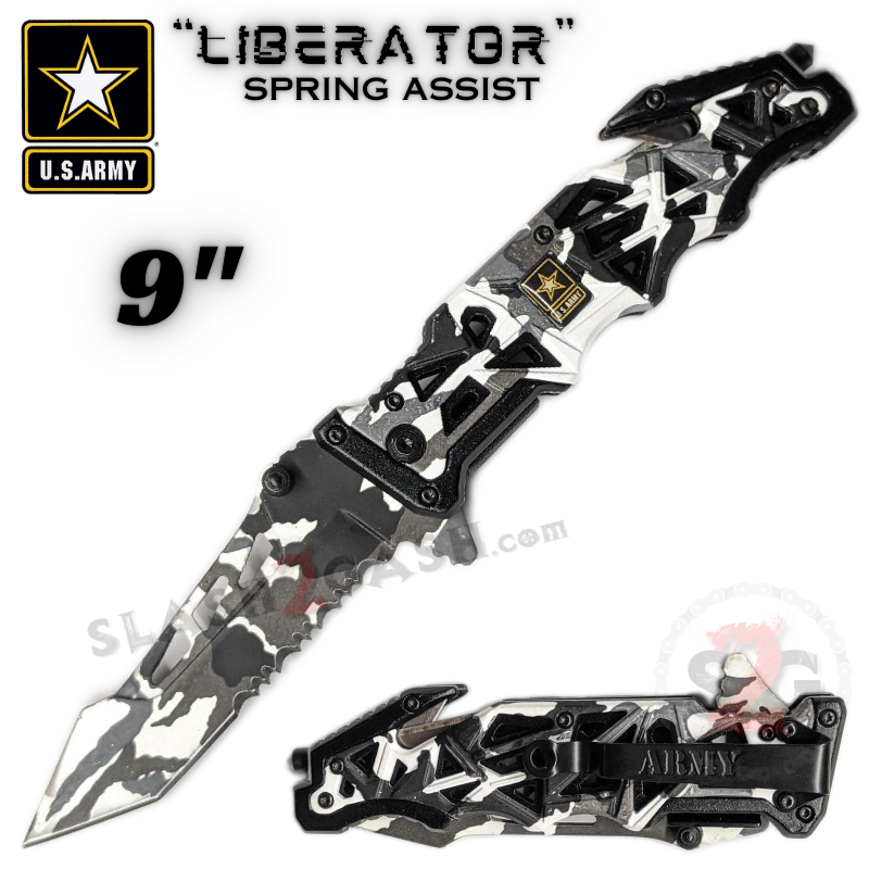 U.S. Army Knife Unlicensed Snow Camo Spring Assisted - Liberator ...