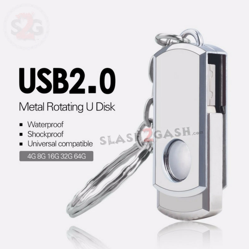 Mini Metal Rotary USB Flash Drive 2.0 Key Chain Memory Stick 16/32/64g ...