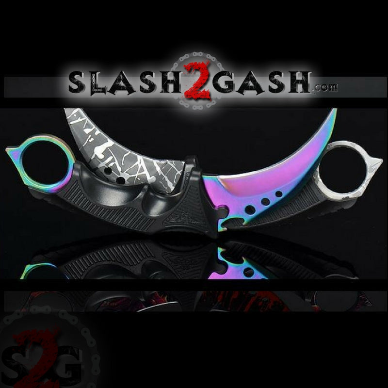 CSGO Grey Karambit Full TANG Tactical Claw Neck Knife w/ Sheath ELITE ...