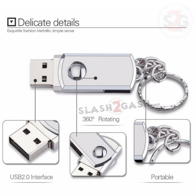 Mini Metal Rotary USB Flash Drive 2.0 Key Chain Memory Stick 16/32/64g ...
