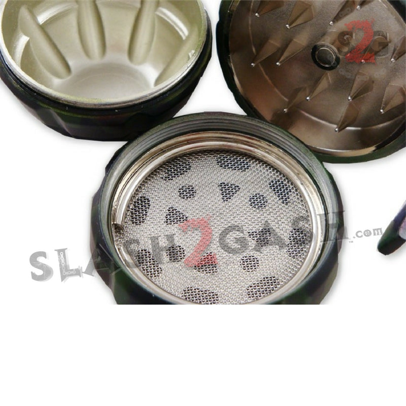 Camo Hand Grenade Tobacco Herb Grinder - 3 piece w/ Pin Handle – Slash2Gash