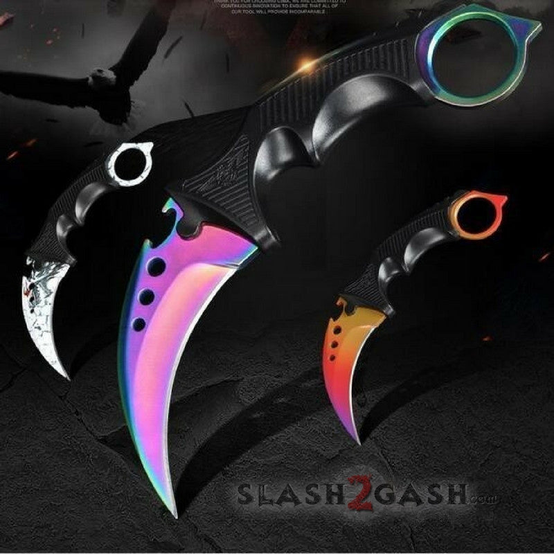 CSGO Wolf Karambit Full TANG Tactical Claw Neck Knife w/ Sheath ELITE ...