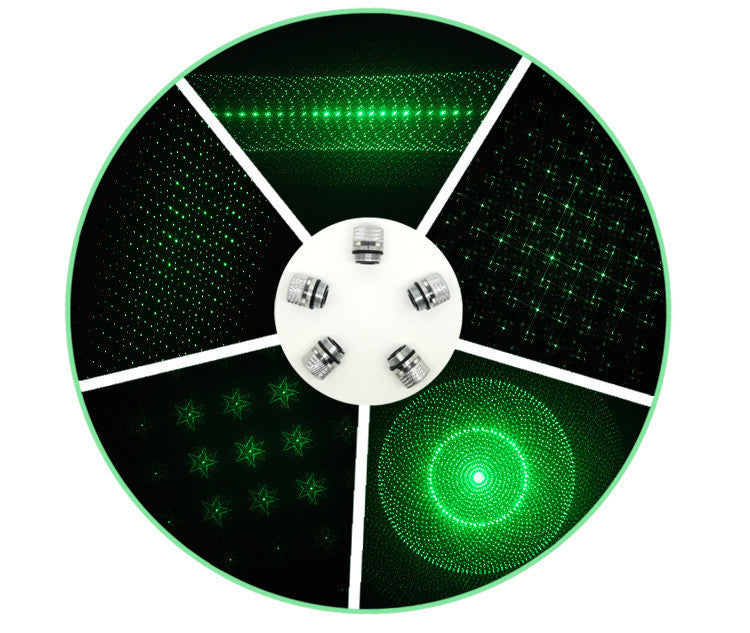Green Laser Pointer Pen With 5 Different Laser Patterns + 5 Star Caps ...