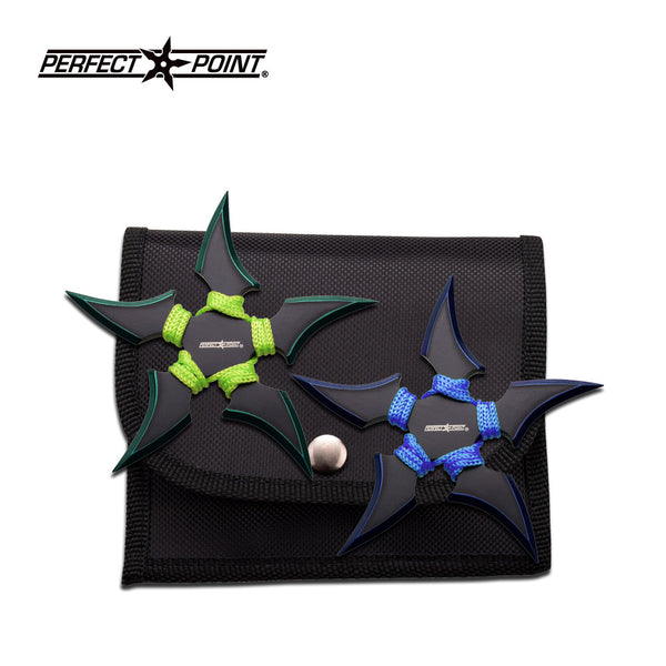 Ninja Throwing Star Set 4" Perfect Point Throwers Blue & Green 2pc ...