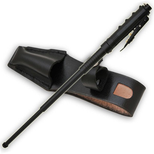 AUTOMATIC Baton Police Grade W/Leather Solid Metal Stick Black – Slash2Gash