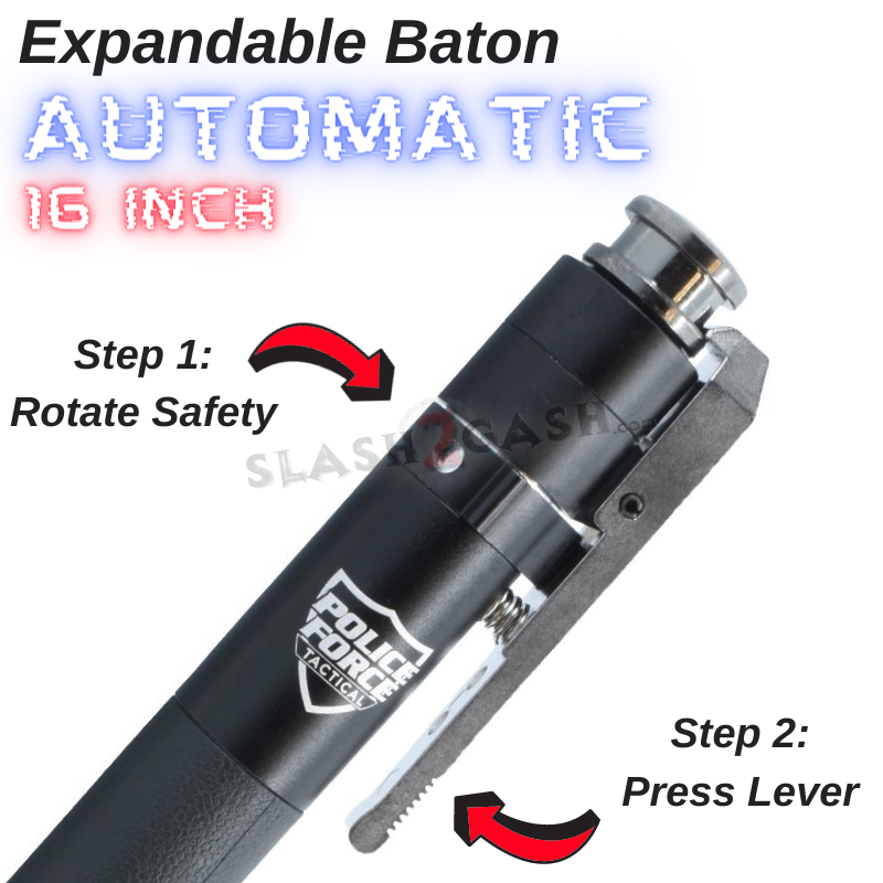 AUTOMATIC Baton Police Force Expandable Steel Stick - Next Generation ...