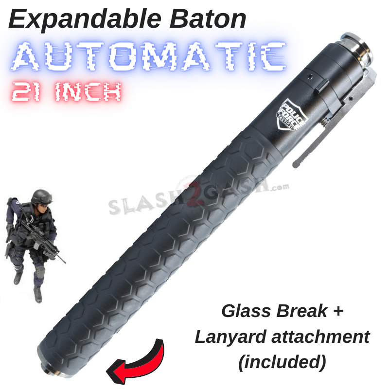 AUTOMATIC Baton Police Force Expandable Steel Stick - Next Generation ...