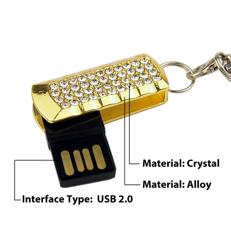 Fashion Mini Crystal Keychain Jewelry USB Flash Memory Drive 4 Colors ...