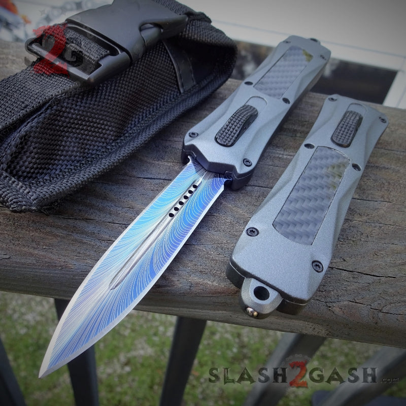 Spartan OTF Knife Grey w/ Blue Spectrum - Spear *Limited Edition ...
