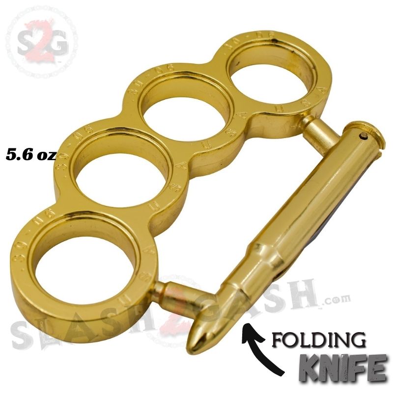 Bullet Knuckles w/ Hidden Knife 30-06 Caliber Paperweight - Gold ...
