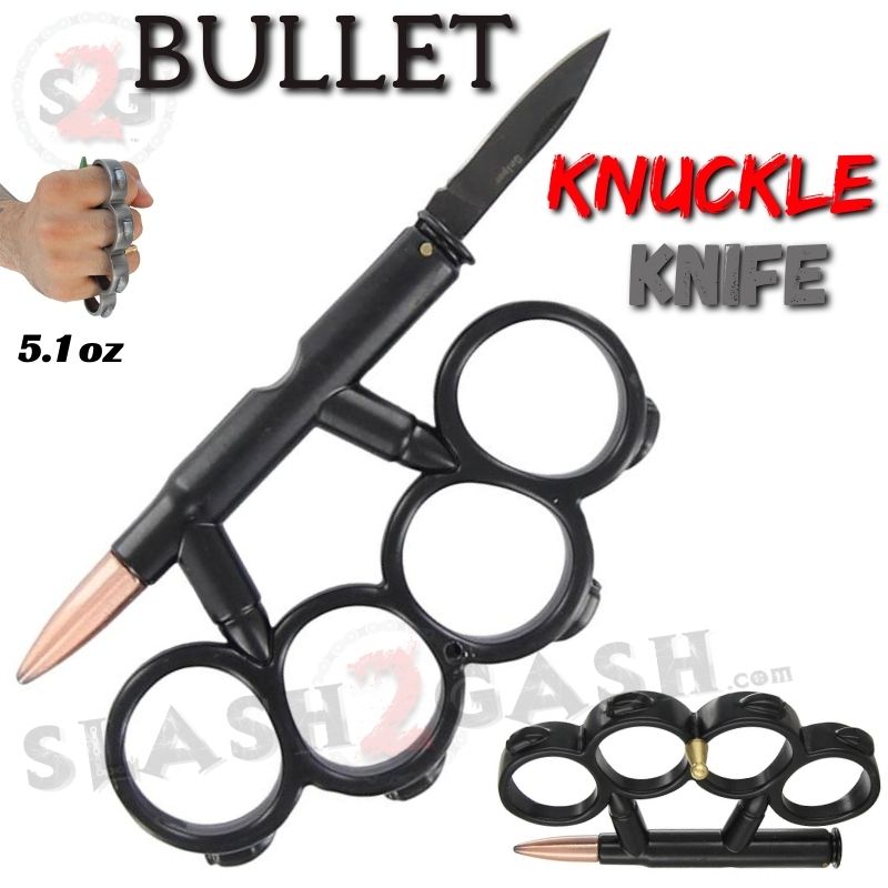 Bullet Knuckles w/ Hidden Knife 7.62x54 Belt Buckle Paperweight - Blac ...