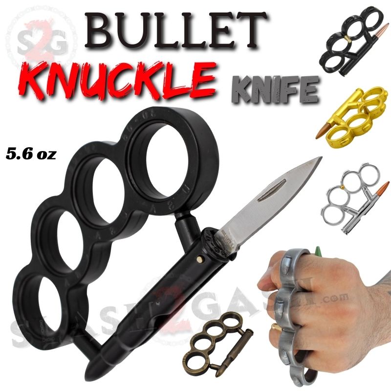 Bullet Knuckles w/ Hidden Knife Rifle Cartridge Paperweight - Asst. co ...