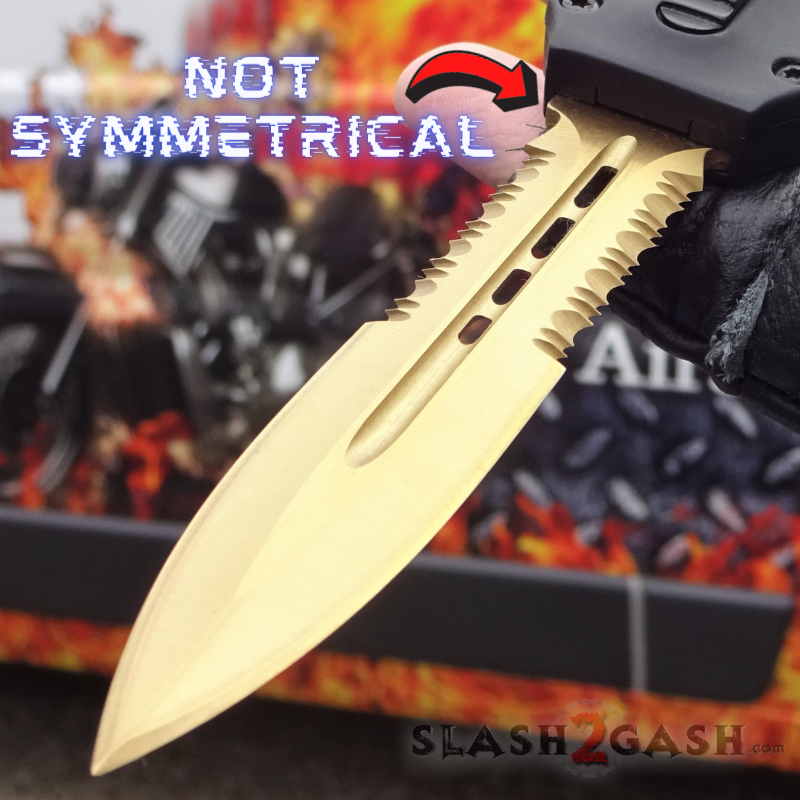 Crypt Keeper OTF Knife Automatic Switchblade - GOLD serrated – Slash2Gash