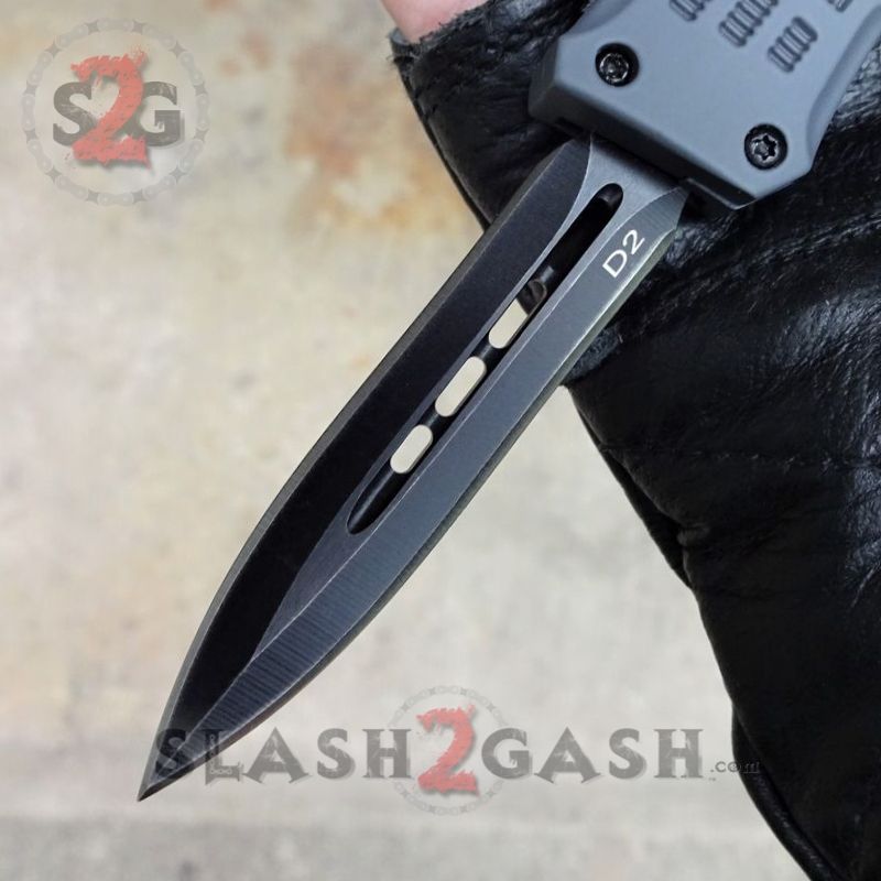 Grey Commando OTF Knife Small 7" Delta Force Switchblade - Black D2 ...