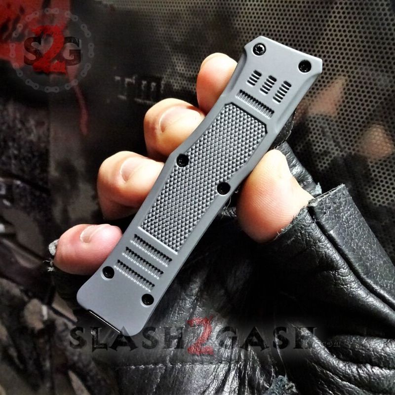 Grey Commando OTF Knife Small 7" Delta Force Switchblade - Black D2 ...