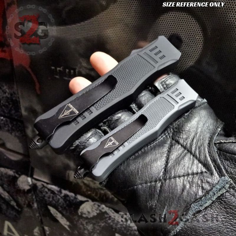 Grey Commando OTF Knife Small 7" Delta Force Switchblade - Black D2 ...