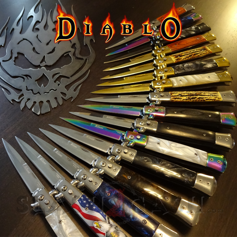 Diablo Stiletto Automatic Knife Milano Switchblade 9" - Asst. colors ...