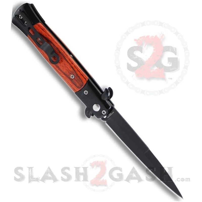 Diablo Stiletto Automatic Knife Milano Switchblade - Black Rosewood ...