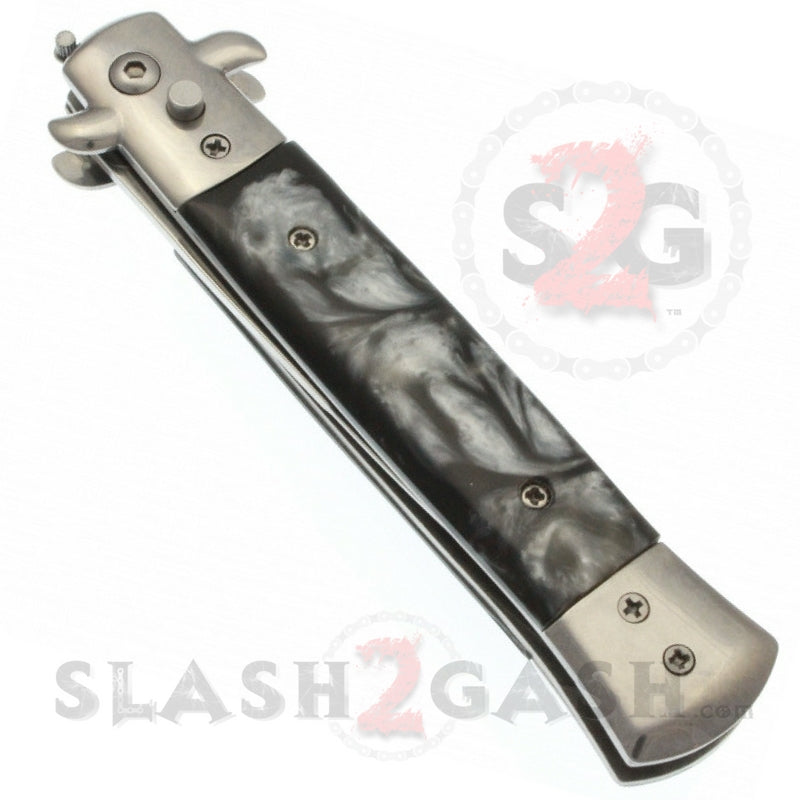 Diablo Stiletto Automatic Knife Milano Switchblade - Marble Black Pear ...