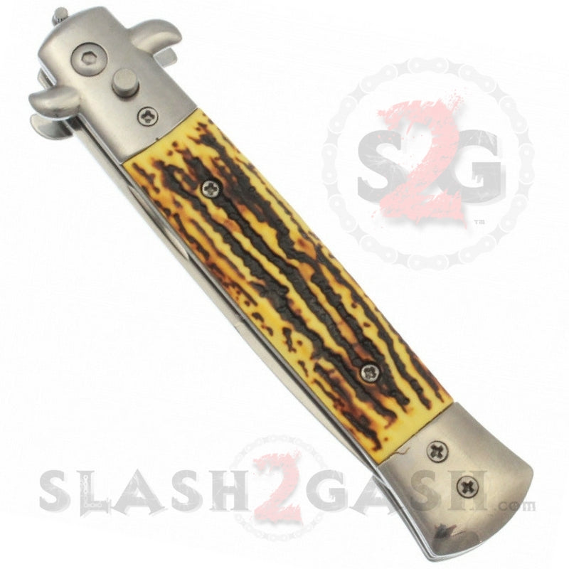 Diablo Stiletto Automatic Knife Milano Switchblade - Stag Horn – Slash2Gash